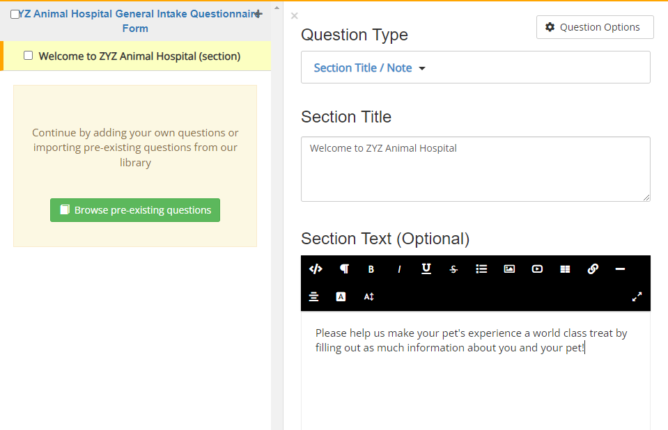 Creating & Editing Questionnaire Templates in Forms – PetDesk ...