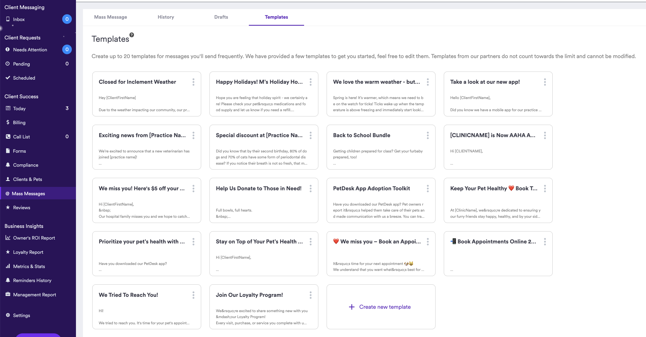 Creating & Sending Mass Message Templates – PetDesk Communication Help ...