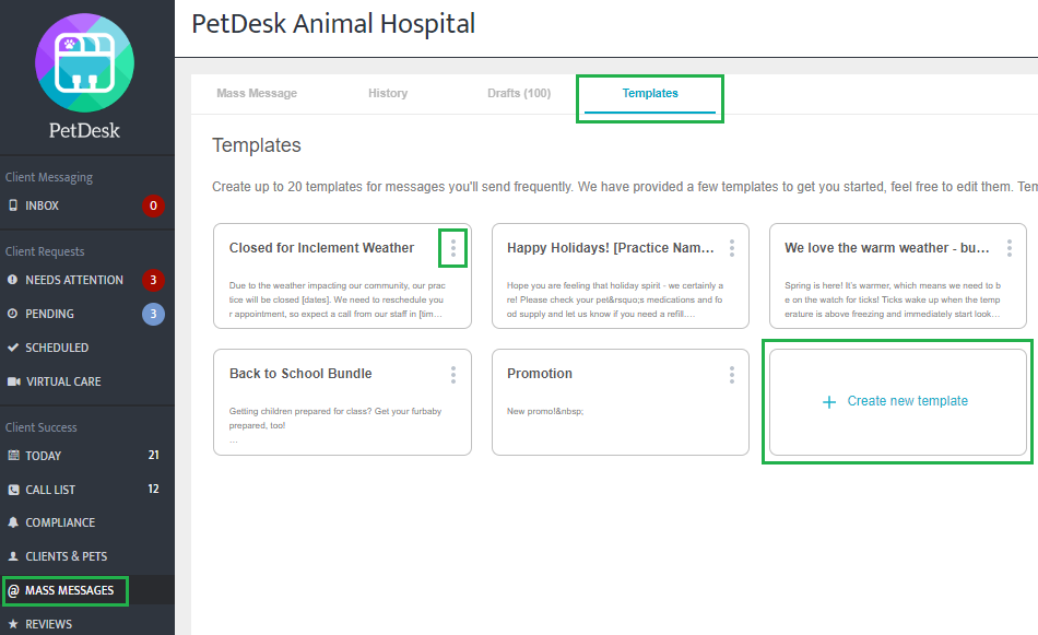 Creating and Sending Mass Message Templates – PetDesk Help Center Creating and Sending Mass Message Templates – PetDesk Help Center